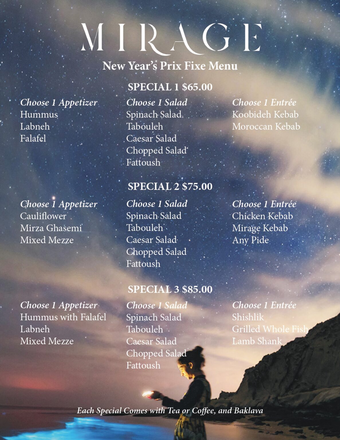 Special Menu – Mirage